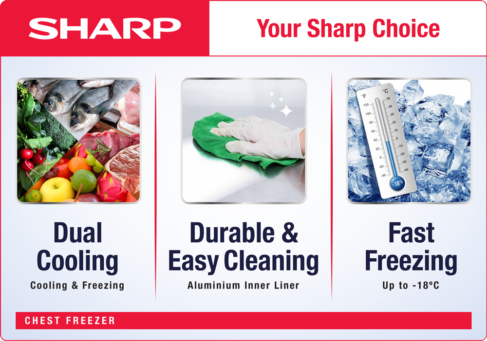 Sharp (SJC-218 / SJC218) Chest Freezer 220L Dual Cooling Mode (Fridge ...