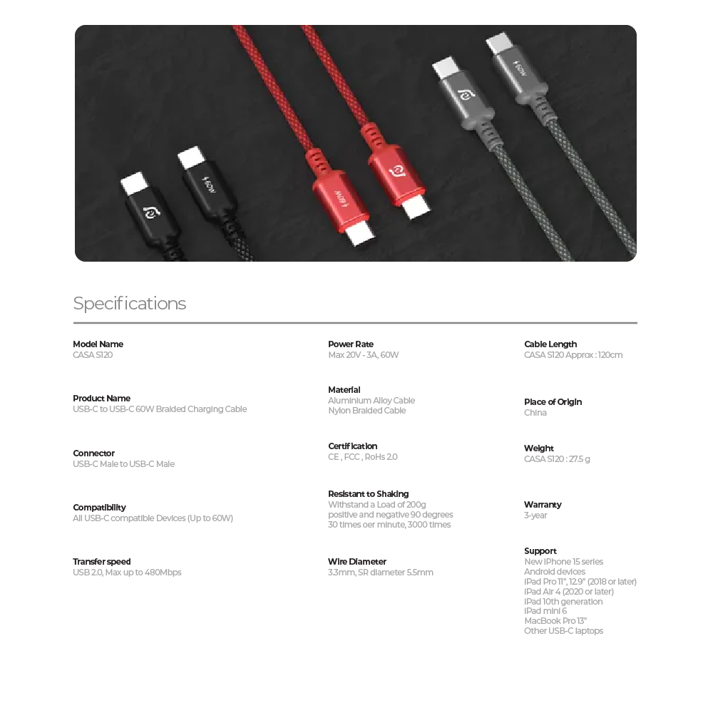 Adam Elements USB-C to USB-C / Lightning Magnetic Cable | Up To 240W ...
