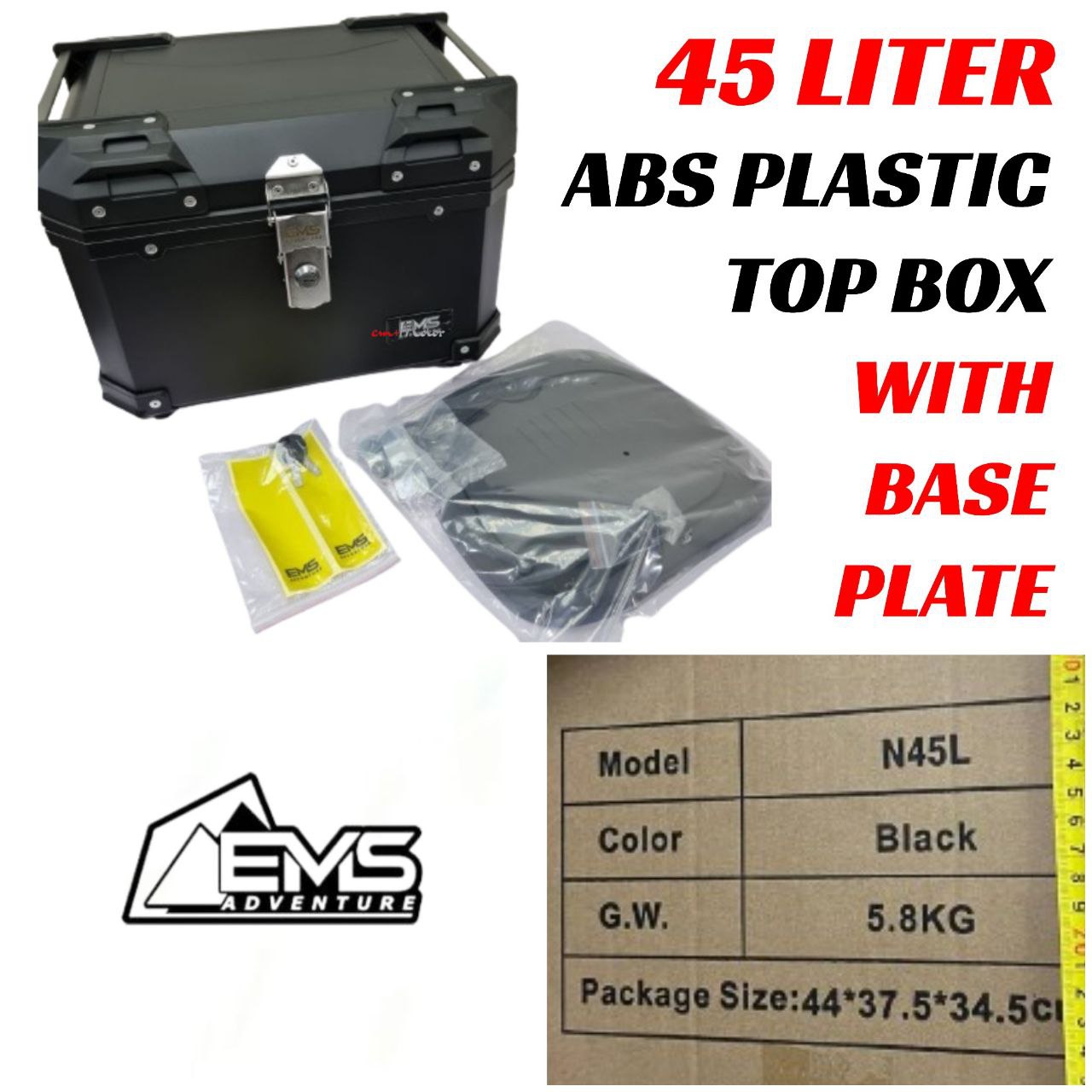 EMS ADV 45L TOP BOX ABS+GIVI MONORACK VRACK MV/MRV 135LC V2-V7 Fi V8 ...