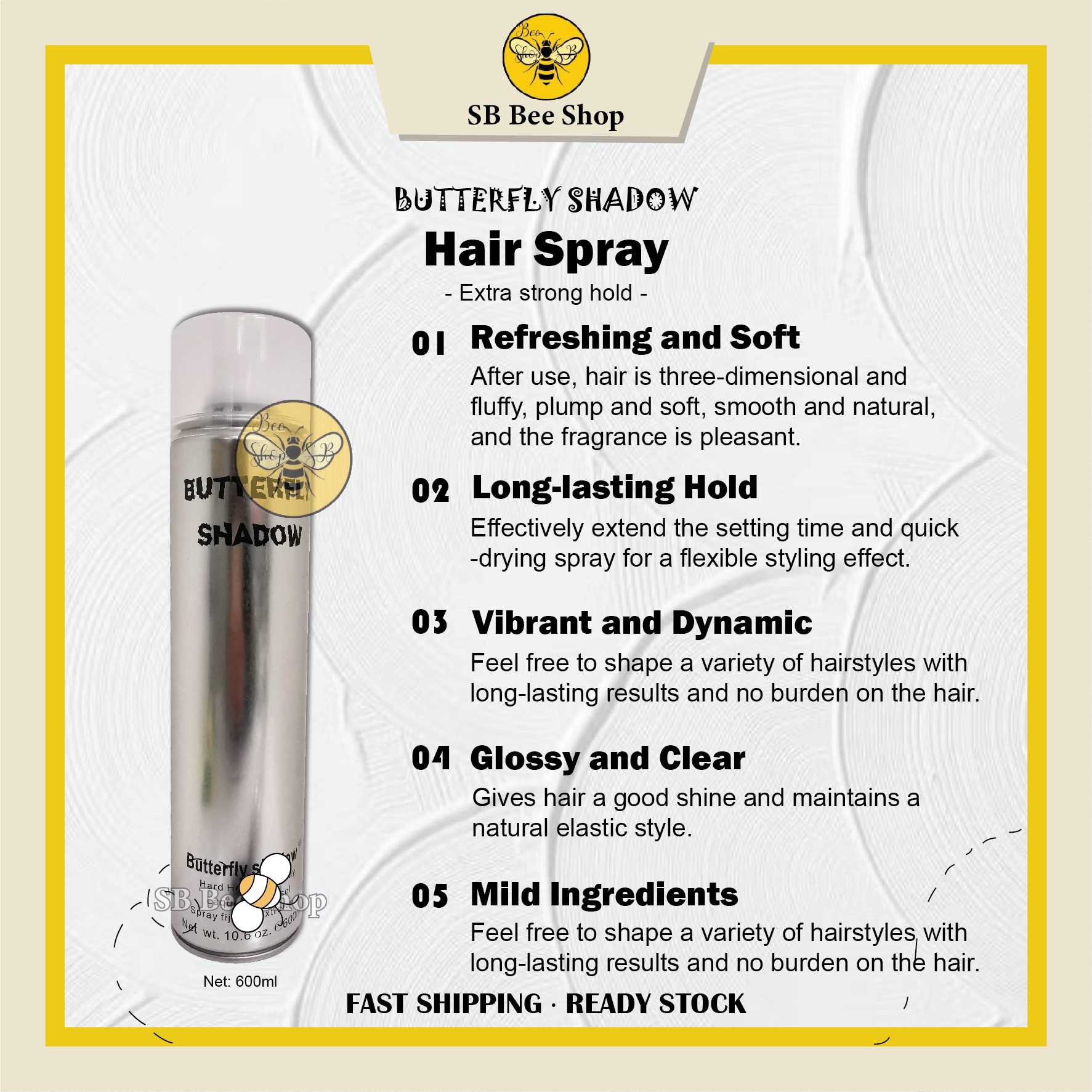 Butterfly shadow hair spray 600ml - West Malaysia Only (Honeydew flavor ...