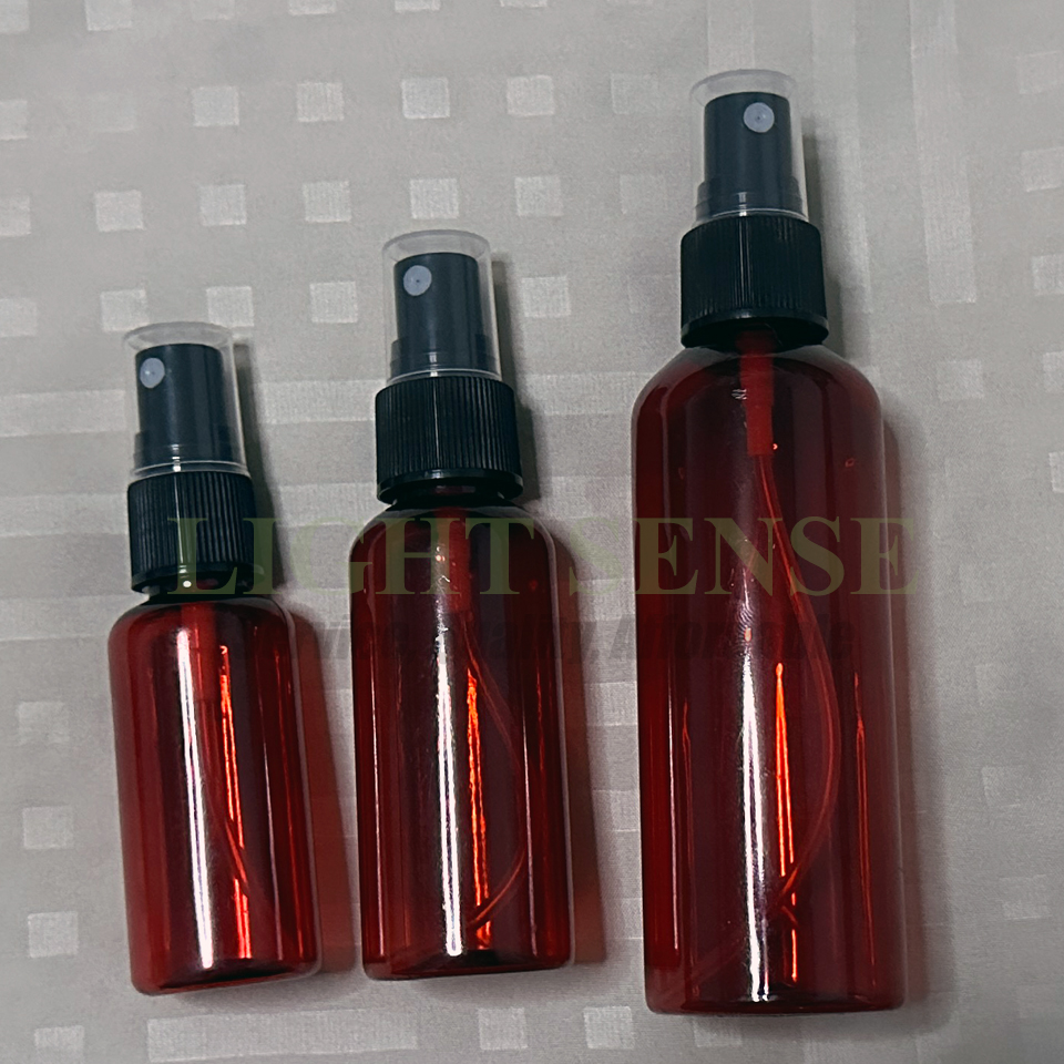 Red Amber Light Plastic Spray Bottle with Black Spray Head / 30ml 50ml ...