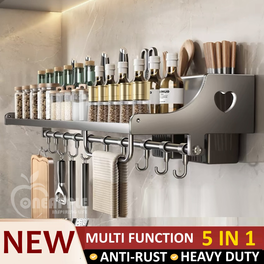 ONEAPPLE.MY 40/50/60cm knife Hanging Rack Condiments Organizer Wall ...