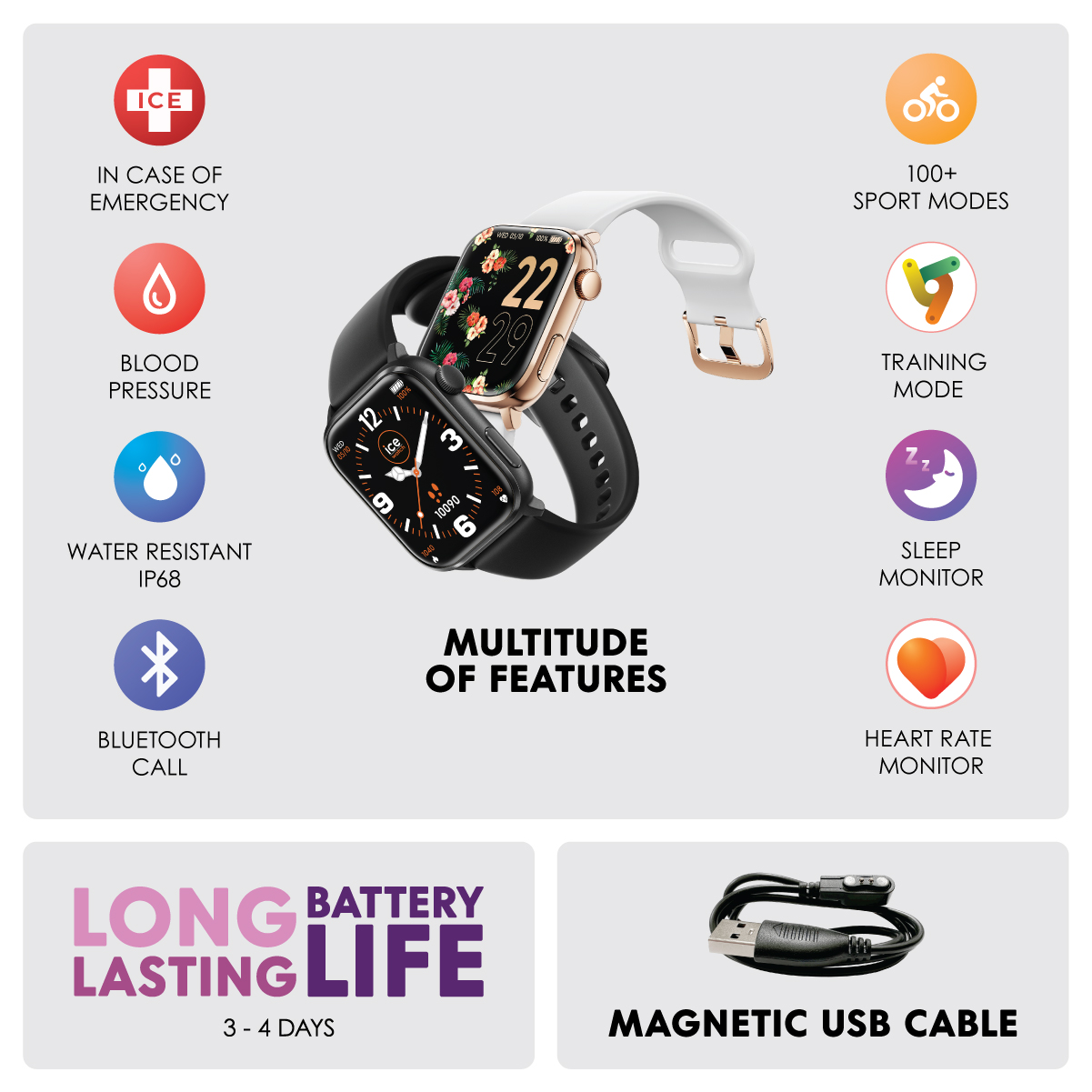 Ice-Watch ICE smart 2.0 rectangular 1.96 - Black [022535] | Bluetooth ...