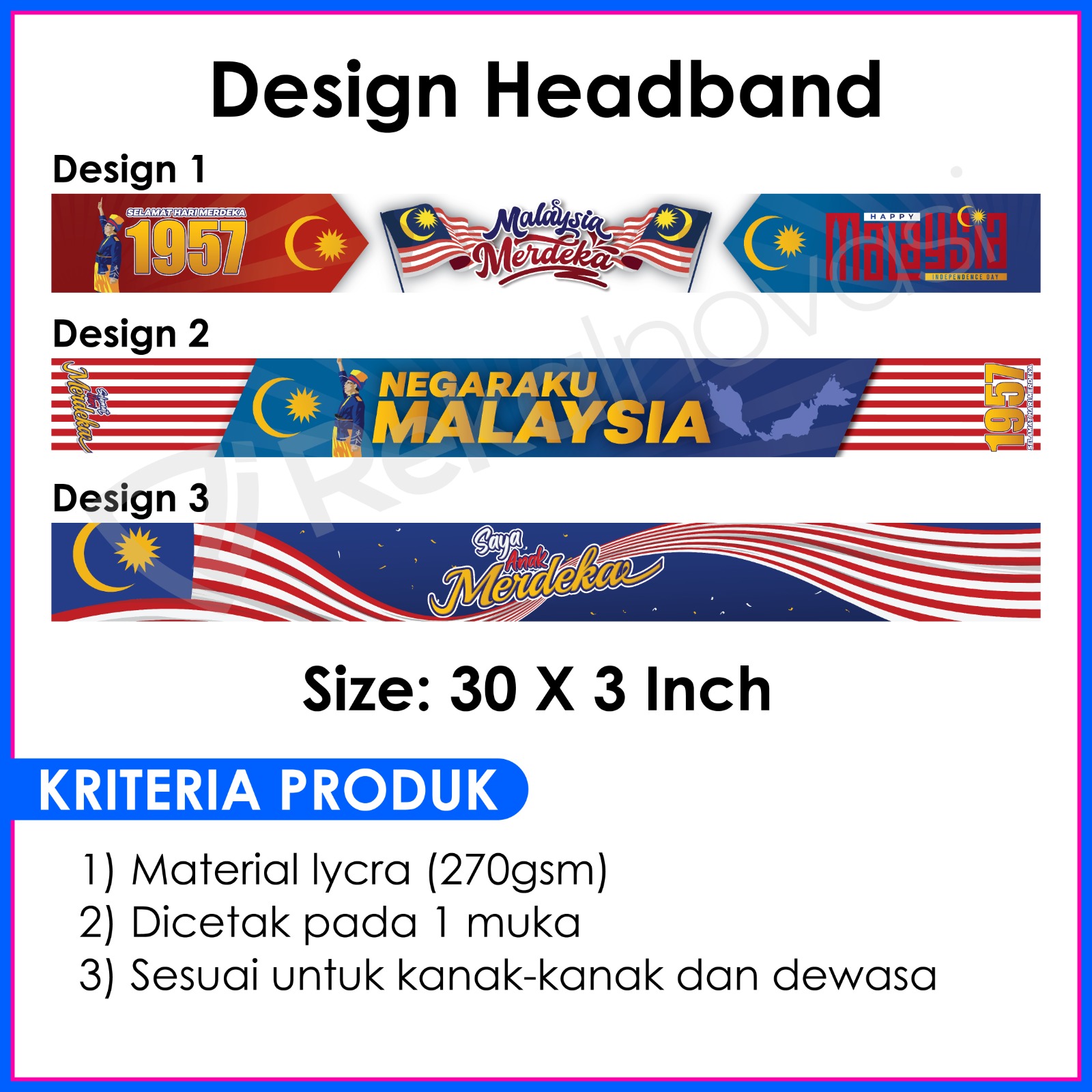 AKSESORI MERDEKA HEADBAND HIASAN MERDEKA PELBAGAI DESIGN DAN CORAK YANG ...