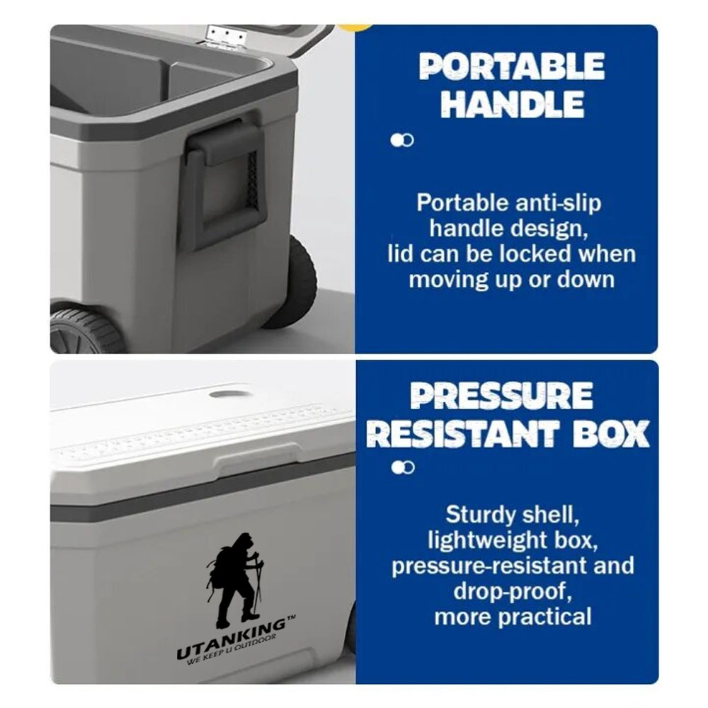 UtanKing™ 45L Camping Cooler Box Wheel Trolley Large Ice Box Fishing ...