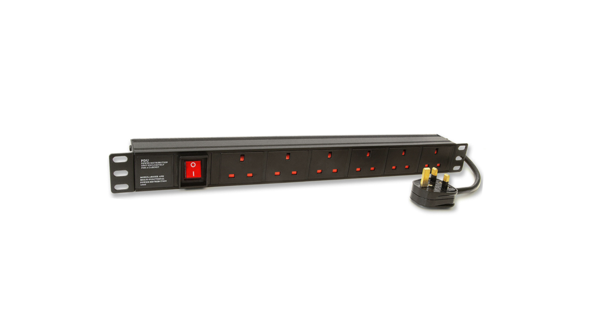 PDU Solid 6 Gang 19" 19 inch Server Rack Mount Power Distribution Unit PDU Extension UK PDU-6GUK ...