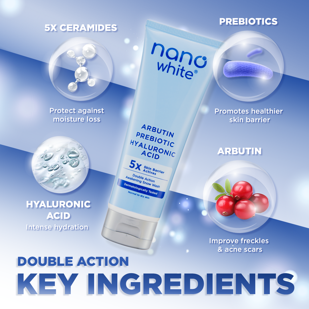 Nanowhite Double Action Awakening Snow Wash Cleanser 100ml | Shopee ...