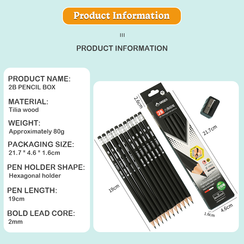 Graphite 2B Pencil (Box of 12 Pcs) +Free Sharpener Pensel Menulis Black ...