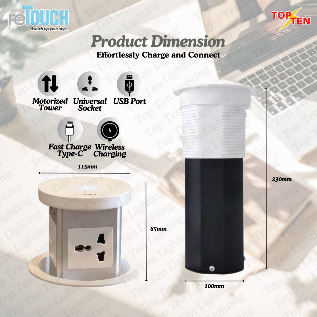 [READY STOCK] reTouch Powerhub PRO Automatic Pop up / Pop Out socket ...