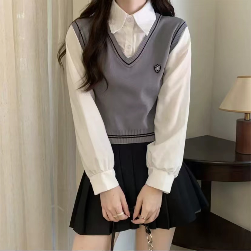 [Ready stock]Women casual versatile JK style cropped vest top | Shopee ...