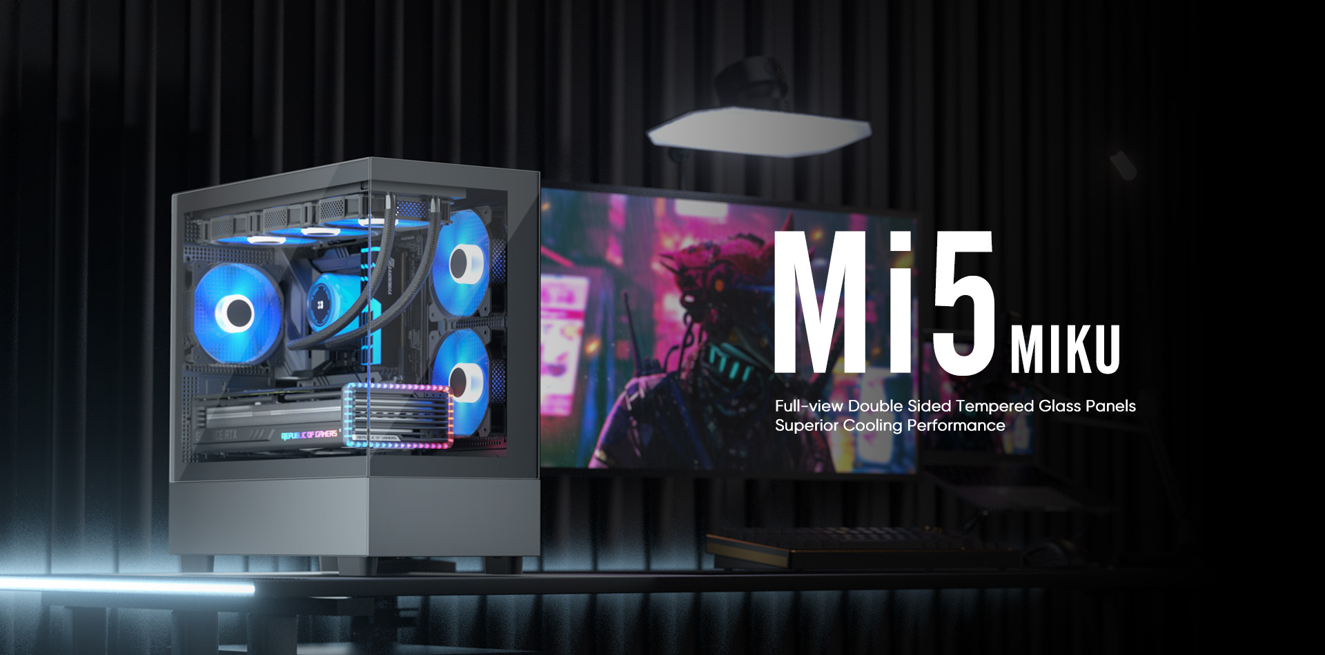 1stPlayer Miku Mi5 Tempered Glass M-ATX Gaming PC Case - Black/White ...