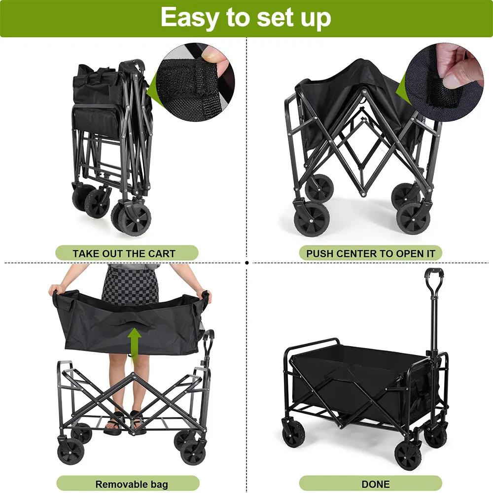 EVERY1 Outdoor Foldable Camping Trolley Wagon Cart Beach Portable ...