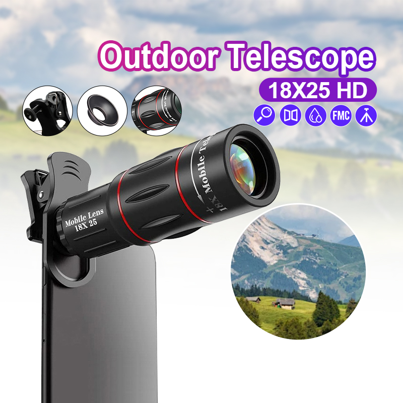 🔭APEXEL 18x25 Lens Outdoors Monocular Zoom HD Cell Phone Camera Lens ...