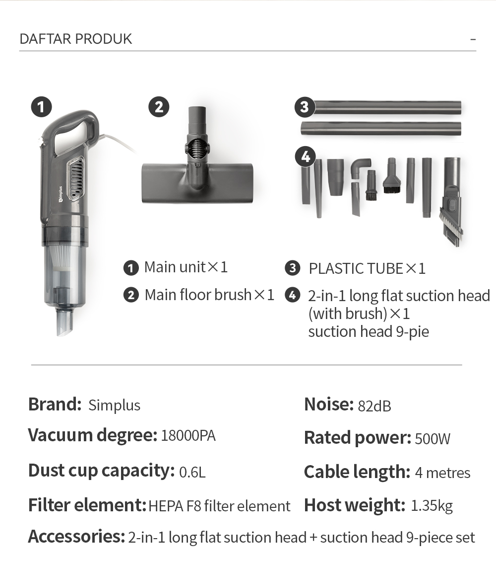 Simplus Corded Vacuum Cleaner | 18,000Pa Suction Power | 11 in 1 ...