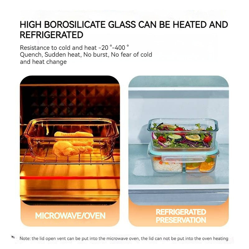 Airtight Lunch Box Resistant Glass Microwave Bekas Kaca Makanan Tahan ...