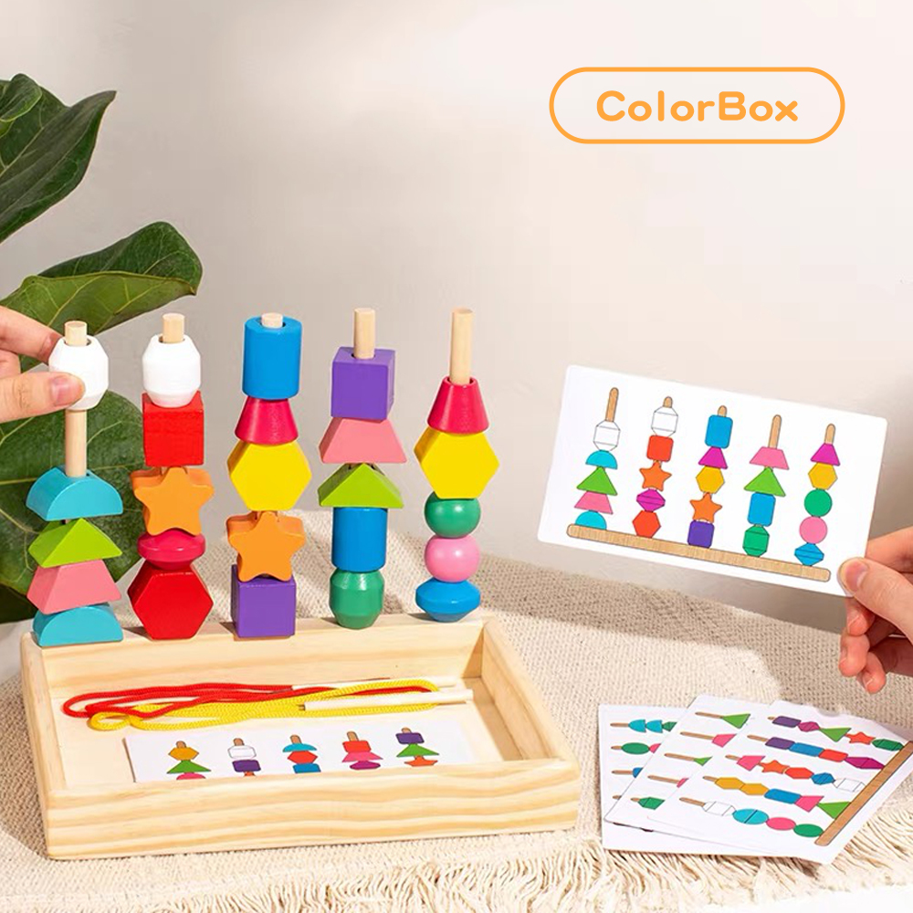 LAKOE 28/68/170Pcs Kids String Beads Toy Training Beads Montessori ...