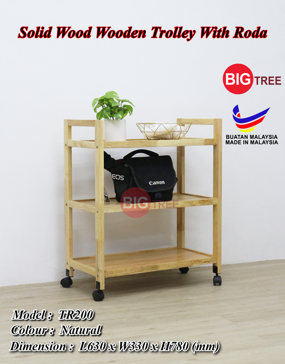 Big Tree Wooden Kitchen Trolley / Solid Wood Trolley / Trolley Kayu ...