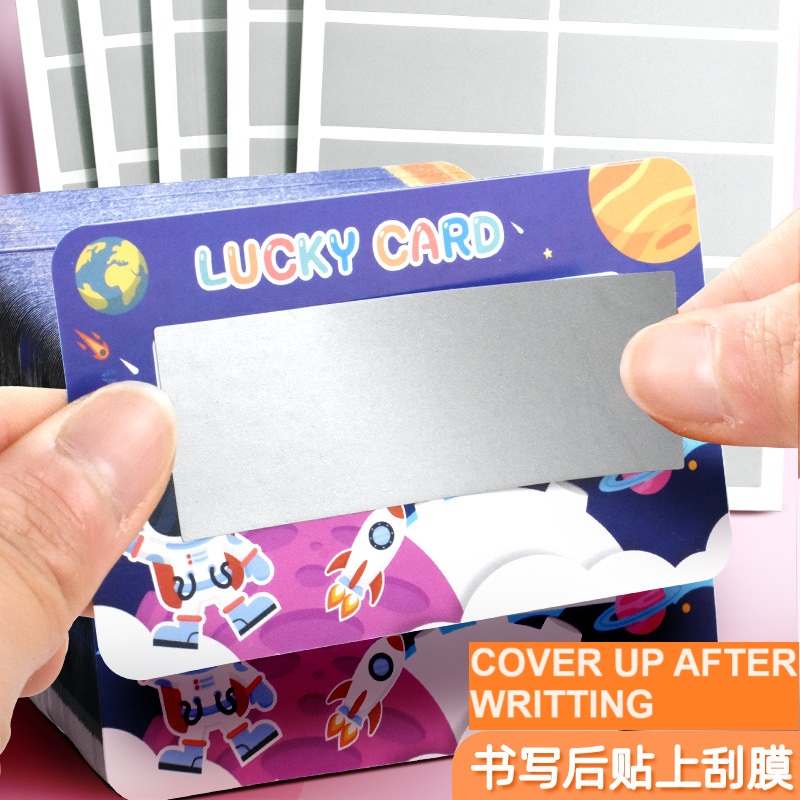 [50PCS] Lucky Scratch Card Sticker Scratch Off Silver Film Art Paper ...