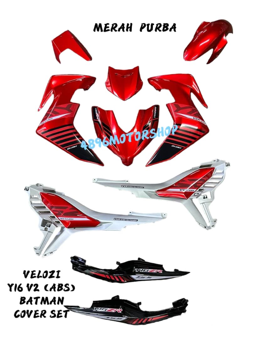 VELOZI BATMAN DESIGN COVER SET Y16 Y16ZR V1 V2 ABS PURBA HITAM / PURBA ...