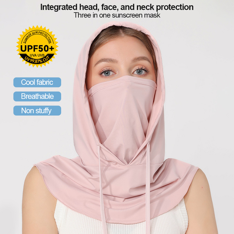 Sunscreen Hat Drawstring Headscarf Hat Men and Women Ice Silk Neck ...