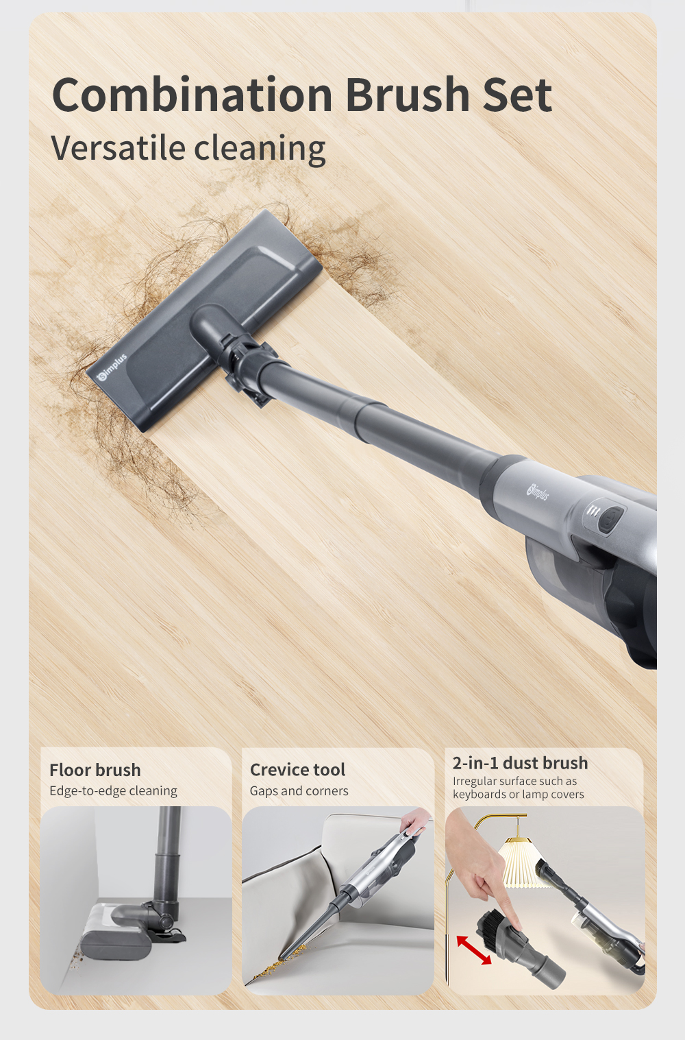 Simplus Vacuum Cleaner Cordless 12000pa 0.6L Dustbin 2-Speed Suction ...