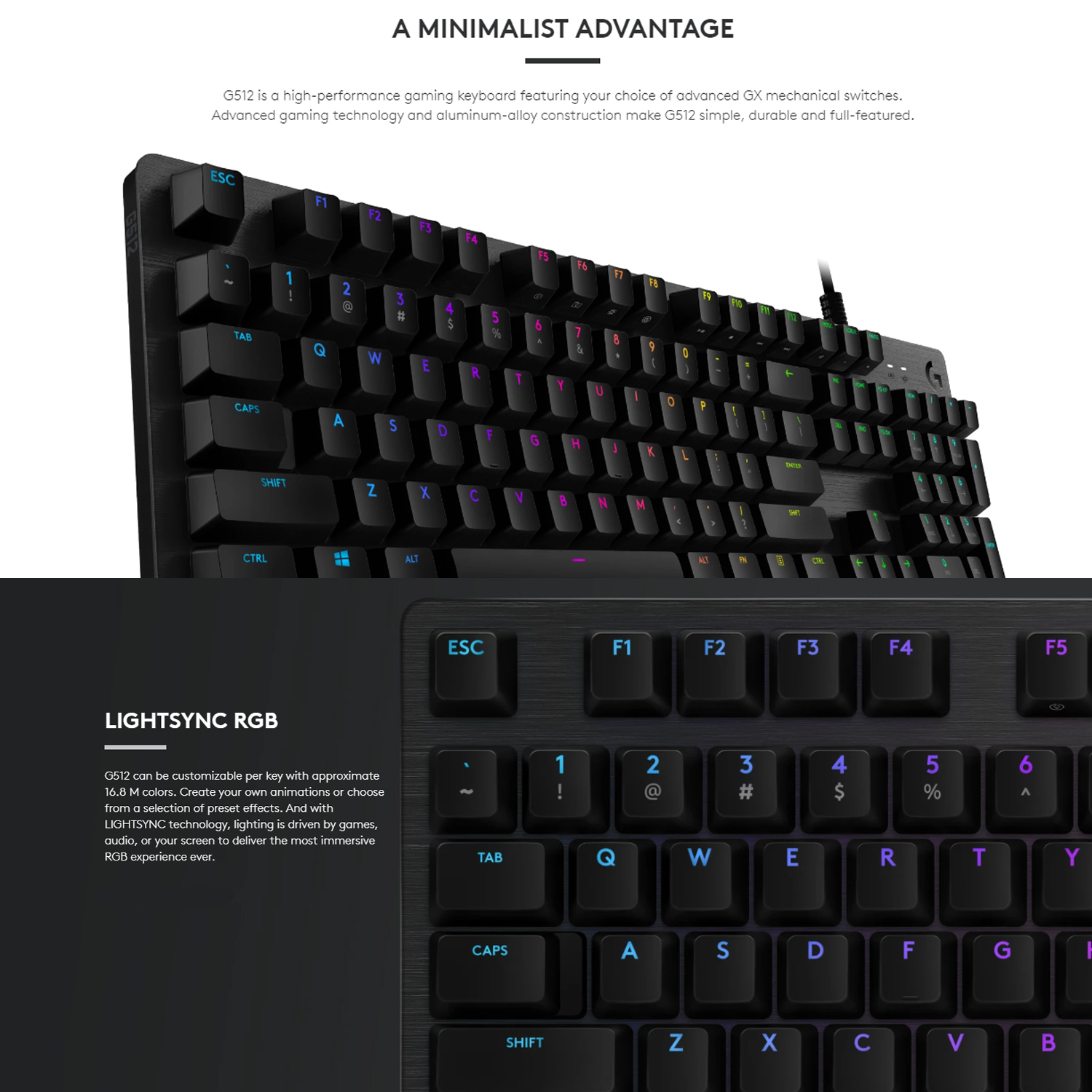Logitech G512 Carbon Lightsync RGB Wired Mechanical Gaming Keyboard ...