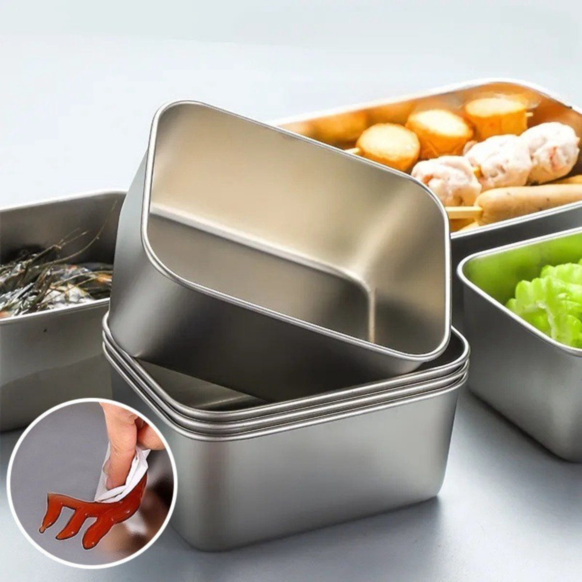Stainless Steel Box Fresh-Keeping Storage Box With Lid Organizer Seal ...