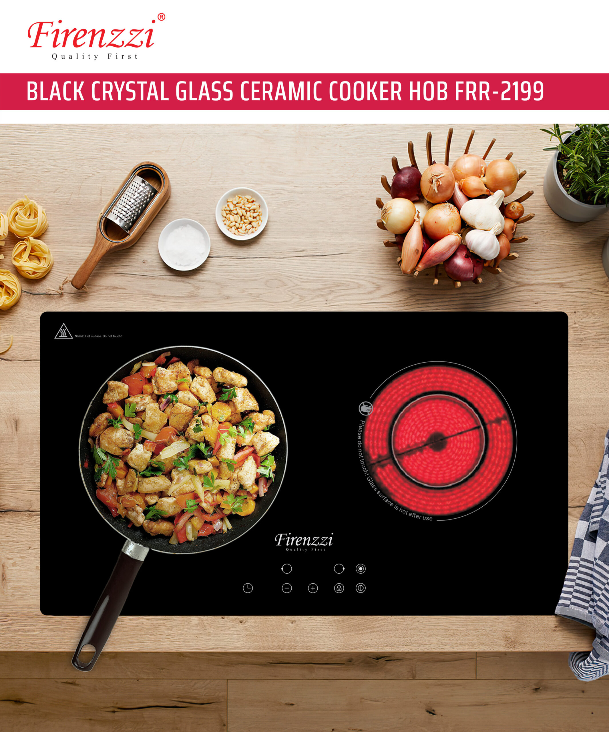 Firenzzi FRR-2199 XP Ceramic Cooker Electric Cooker Germany Made EGO Element FRR-2199 Double Hob ...