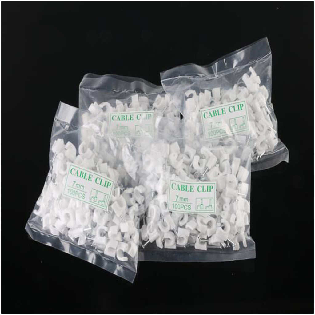 3 bag Klip Pemegang Kawat Kabel PVC Klip / PVC Cable Clip Wire Holder ...