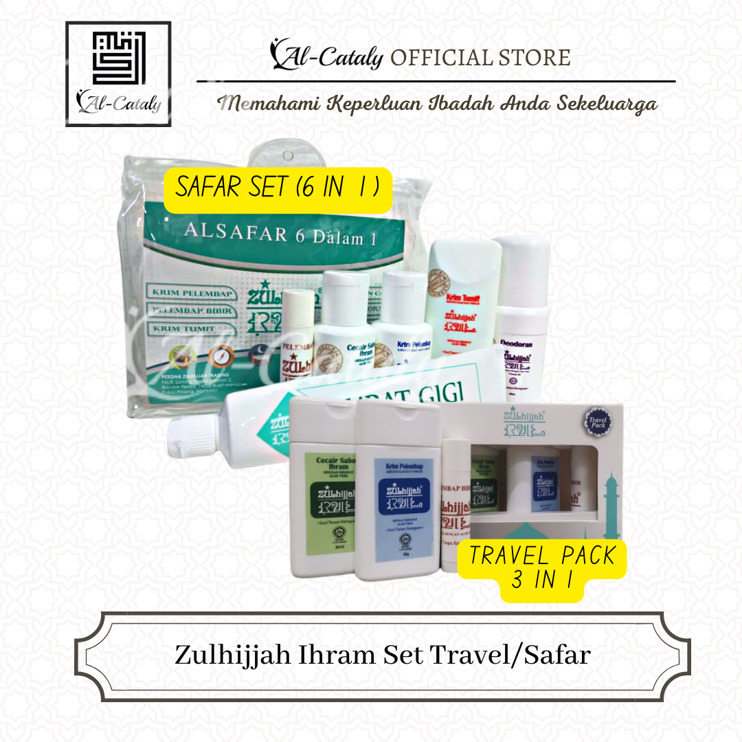 ZULHIJJAH Kosmetik Ihram Haji Umrah SET SAFAR (6in1)Travel set (3in1)/mesra ihram,mesra wudhu ...