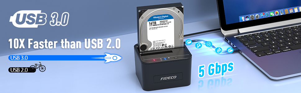 FIDECO YPZ04-S2H-U3 USB 3.0 Dual Bay HDD SSD Docking Station With Built-In USB 3.0 hub | Shopee ...