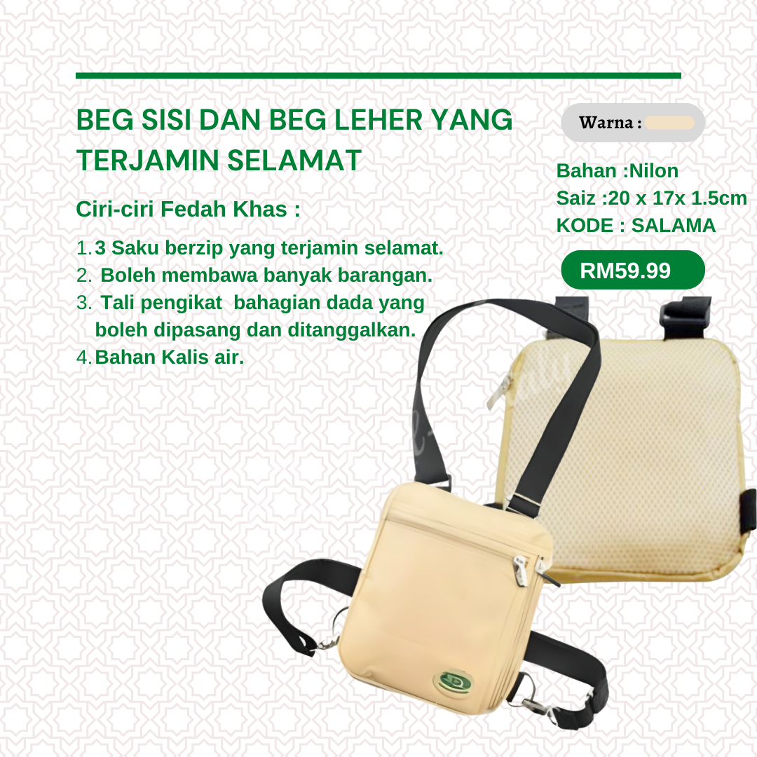 Sling Bag Sandang Ihram Haji Umrah Beg Hajj Safe Salama Anti Theft ...