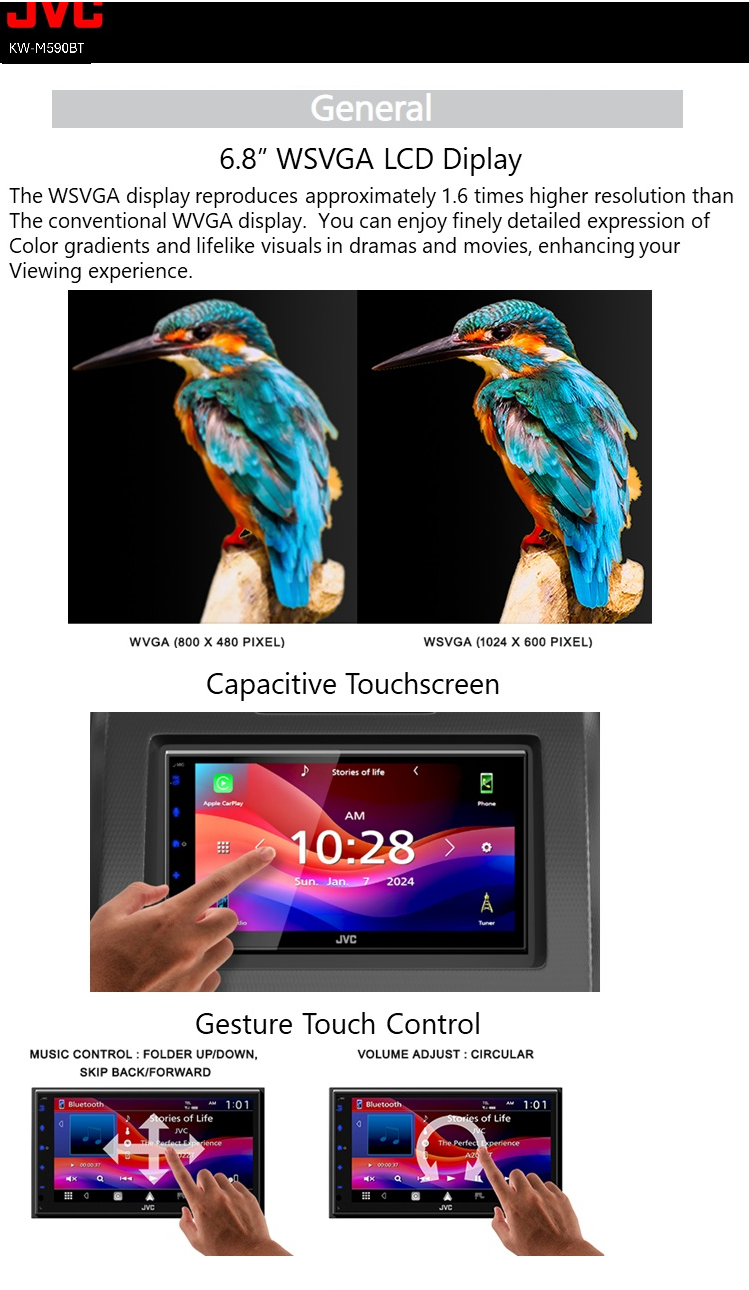 KW-M590BT Digital Media Receiver featuring 6.8" Capacitive Touch Monitor | Shopee Malaysia