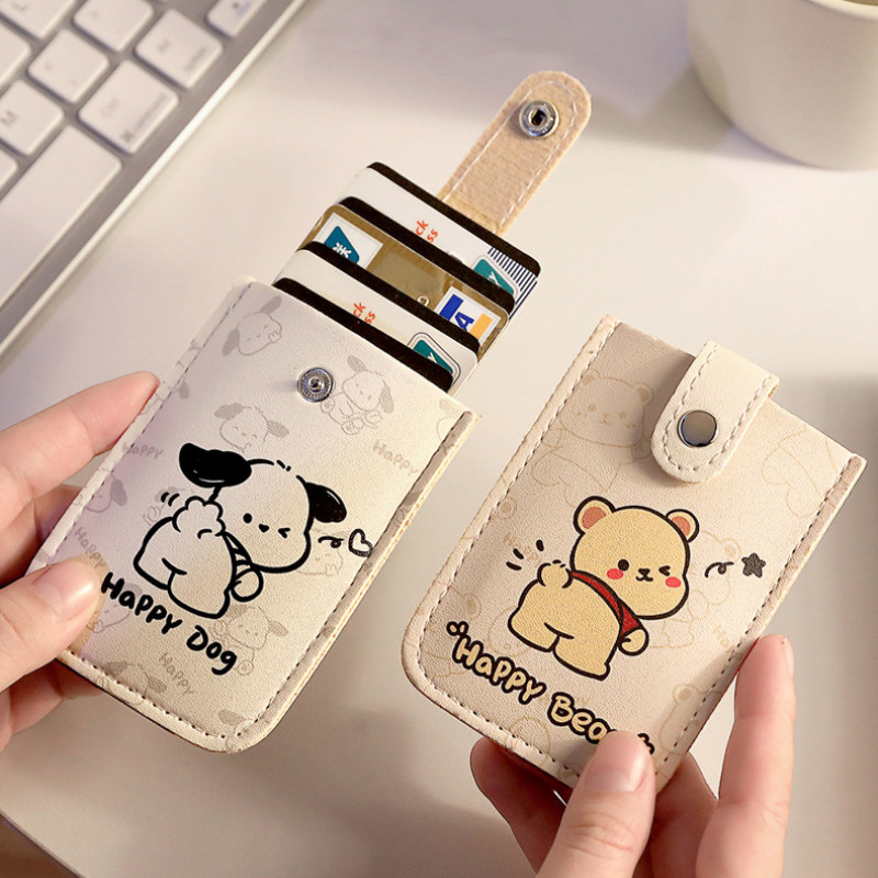 Cartoon Bear Cascading Hidden Pull Out Card Holder Pu Leather Multi ...