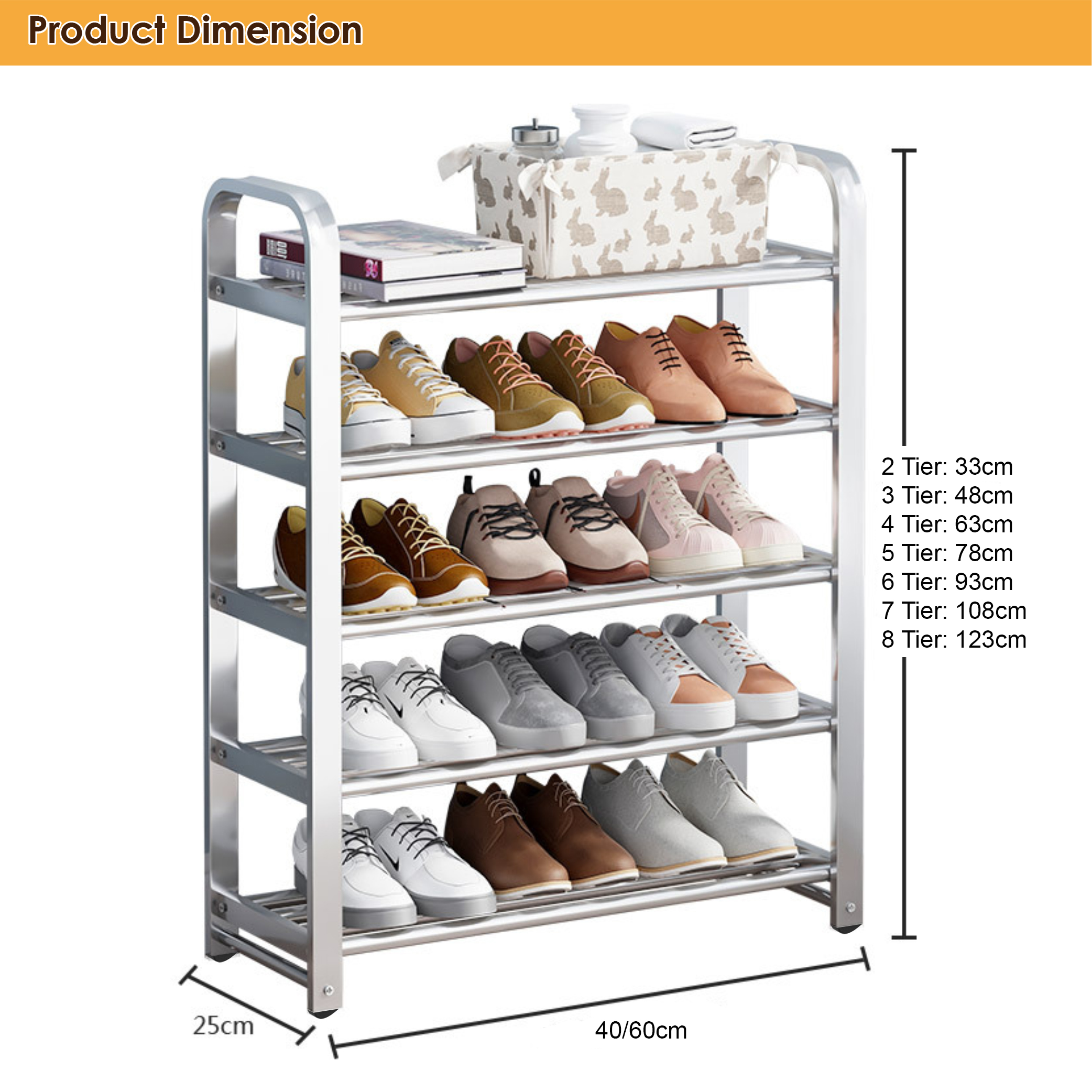 Encora Stainless Steel Shoe Rack Rak Kasut Bertingkat Multilayer Shoe ...