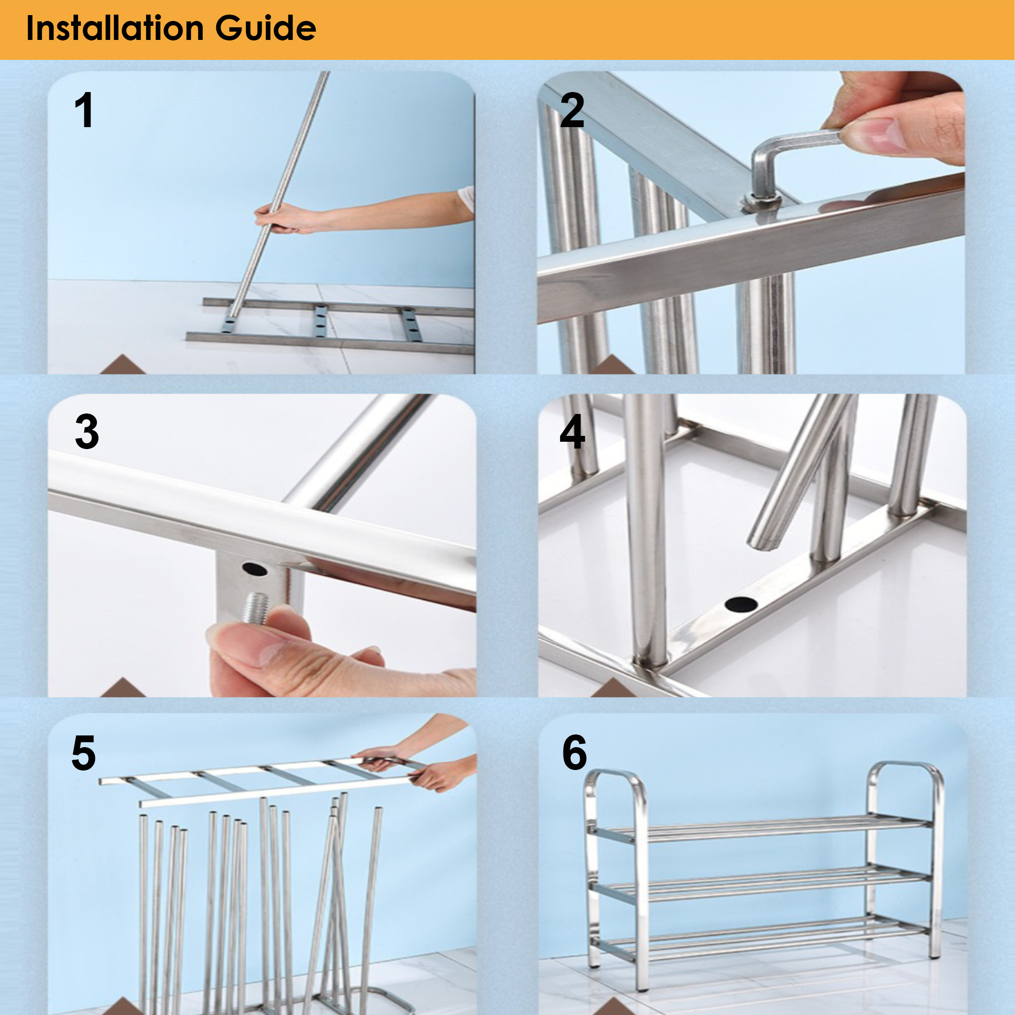 Innohut Multilayer Stainless Steel Shoe Rack Rak Kasut Bertingkat Shelf ...