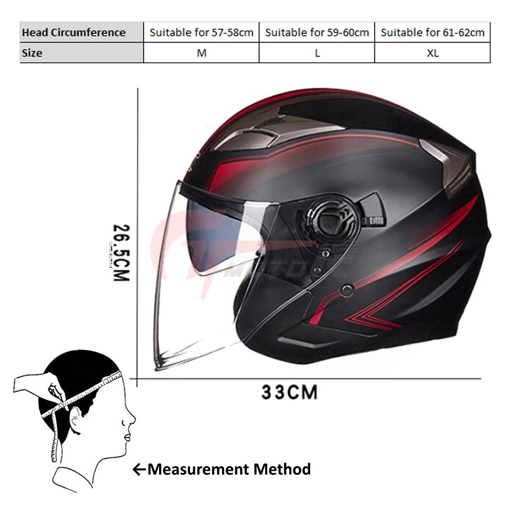 GTmotor GXT708 Double Lens Motorcycle Helmet Half Helmet Topi Keledar ...