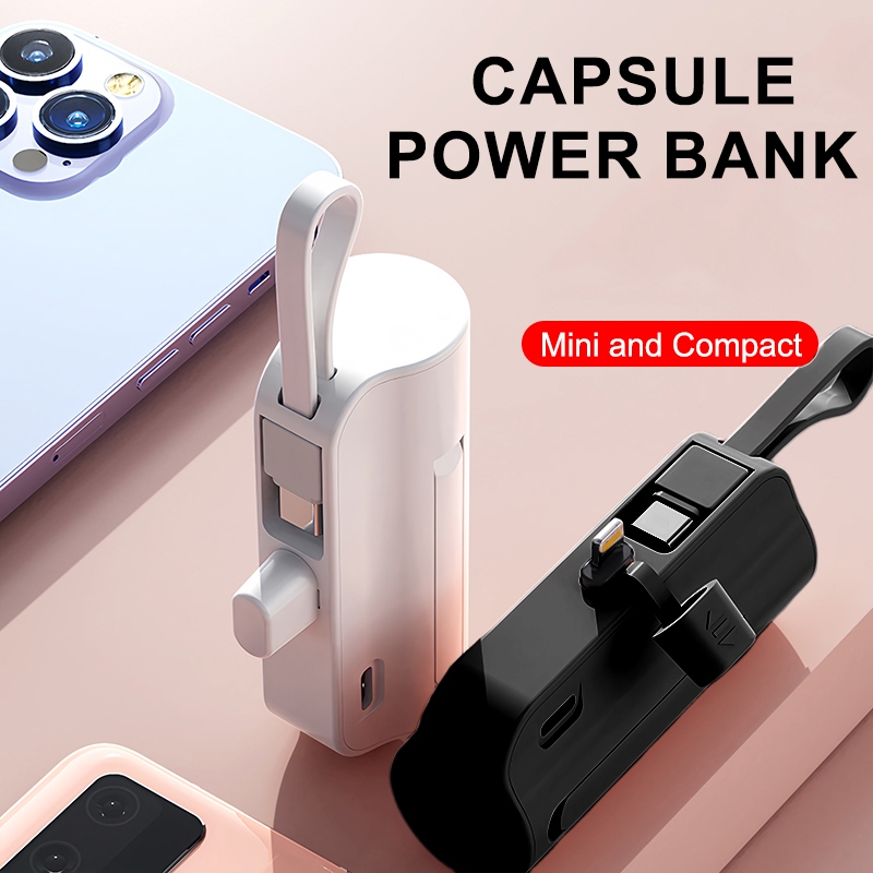 🔥Ready Stock🔥Mini Capsule 10000mAh Power Bank Portable 2 IN 1 Fast ...