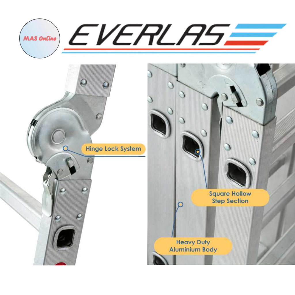 Everlas Tangga Lipat Aluminium 16/18/20 step Heavy Duty Aluminium ...
