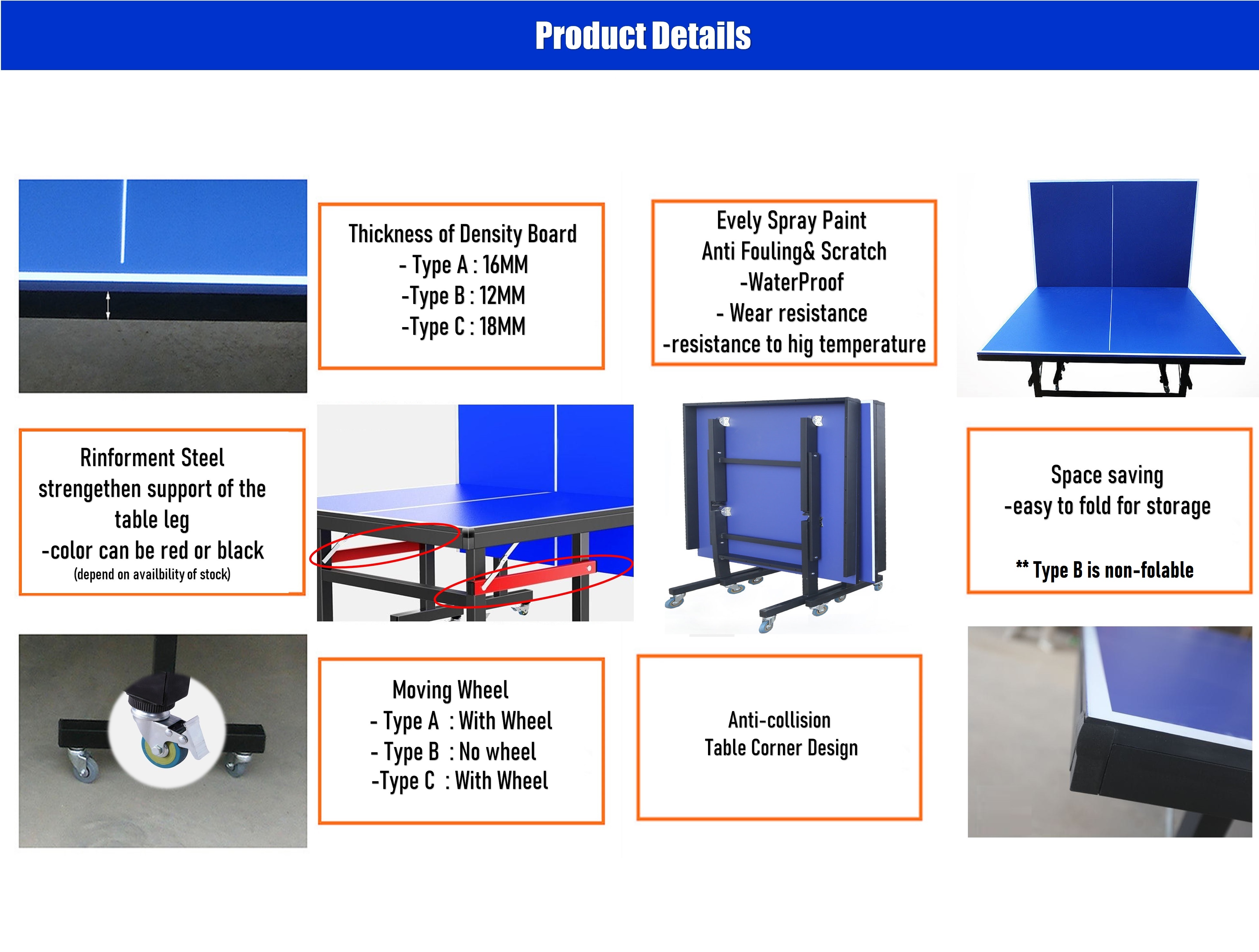 Professional Indoor Waterproof Table Ping Pong Tennis Table With Quick ...