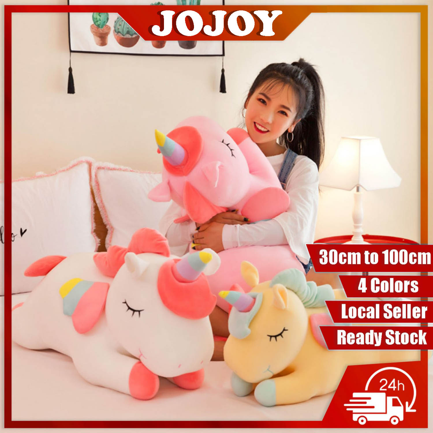 JOJOY Unicorn Plush Toy Pillow – Soft Stuffed Pony Doll 30/40/50/60/80 ...