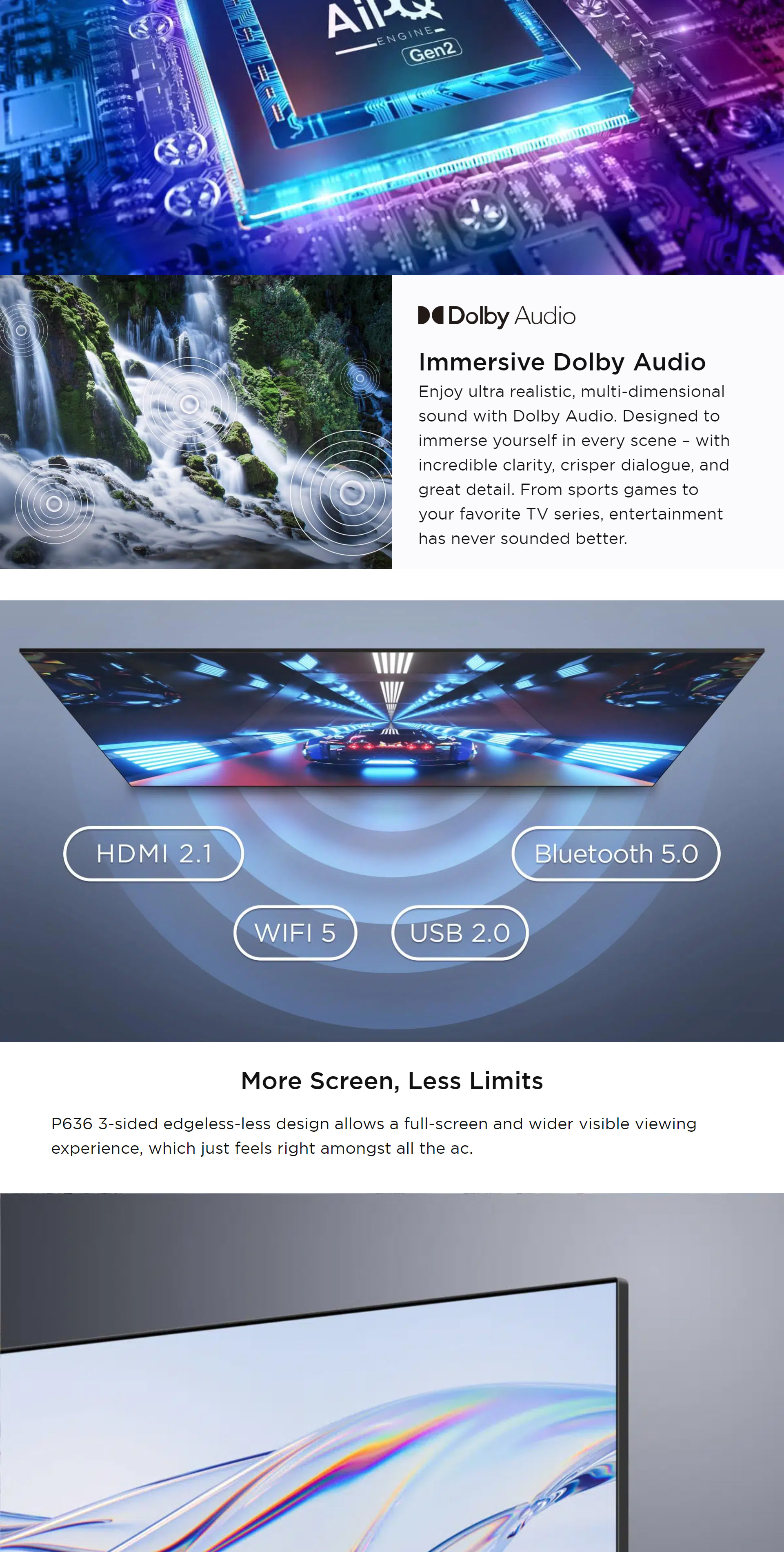 TCL P636 65" / 75" 4K HDR Google TV | HDR 10 | Dolby Audio | Edgeless ...
