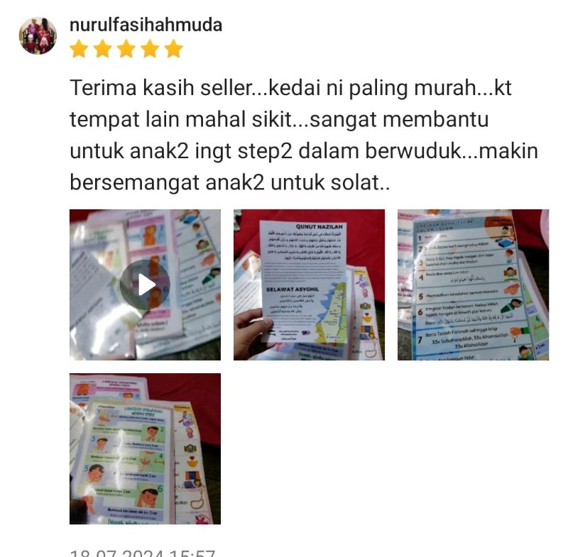 11. 11 Sticker Wudhu BerGambar Kalis Air Langkah Niat Doa Harian Wudhu ...