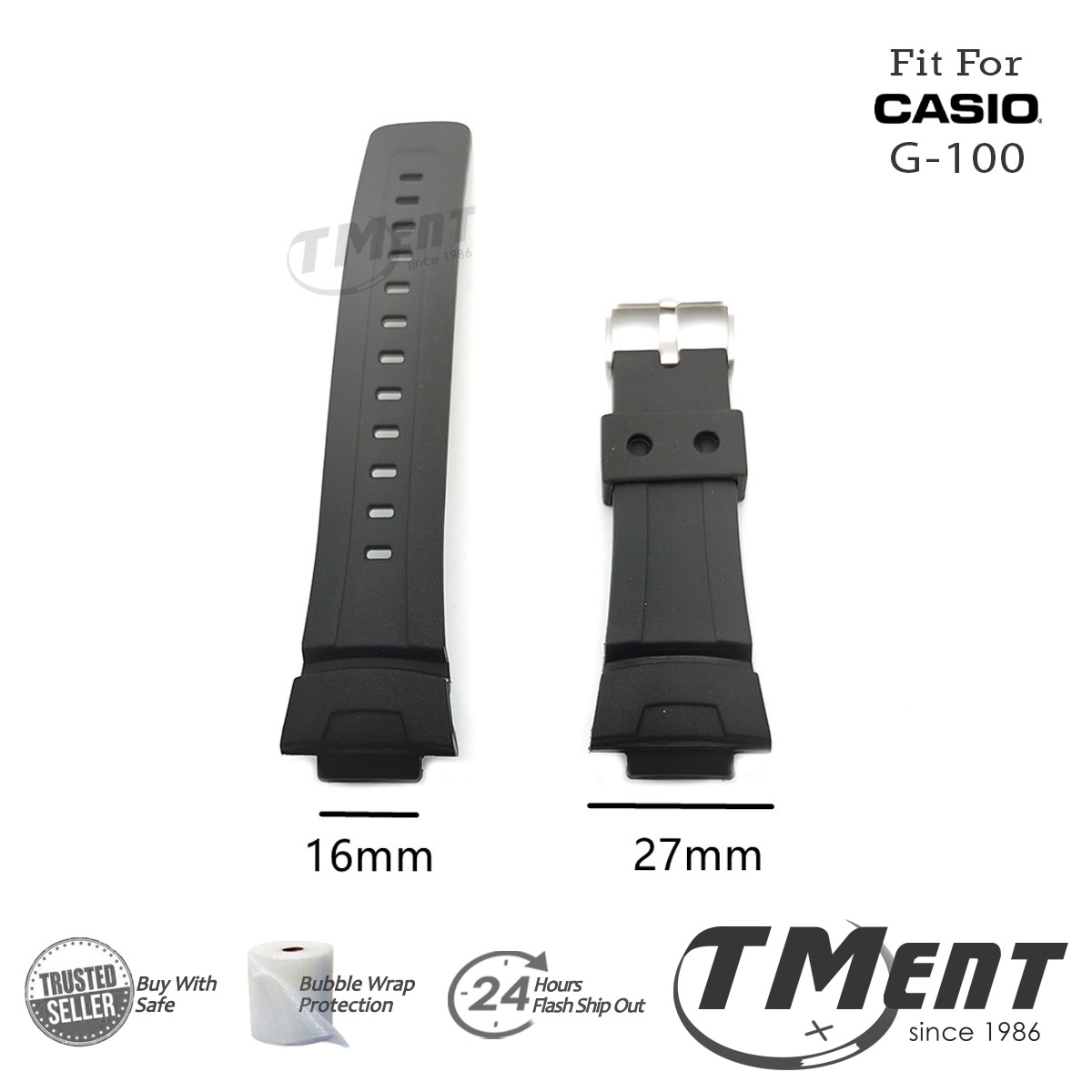 Casio g-shock G-100 High Quality Replacement Resin Watch Strap Rubber ...