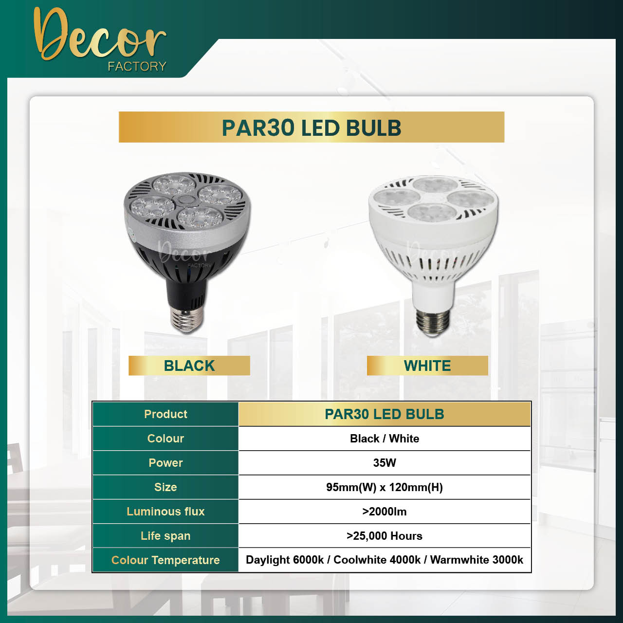 LED Track Light PAR30 Casing PAR30 BULB Mentol Black / White E27 Holder ...
