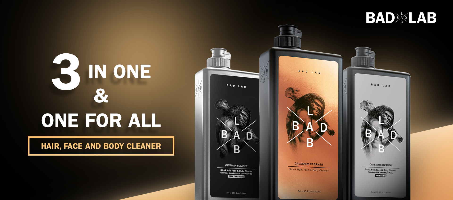 BAD LAB 3in1 Hair, Face, Body Shampoo Caveman 400ml | Shopee Malaysia