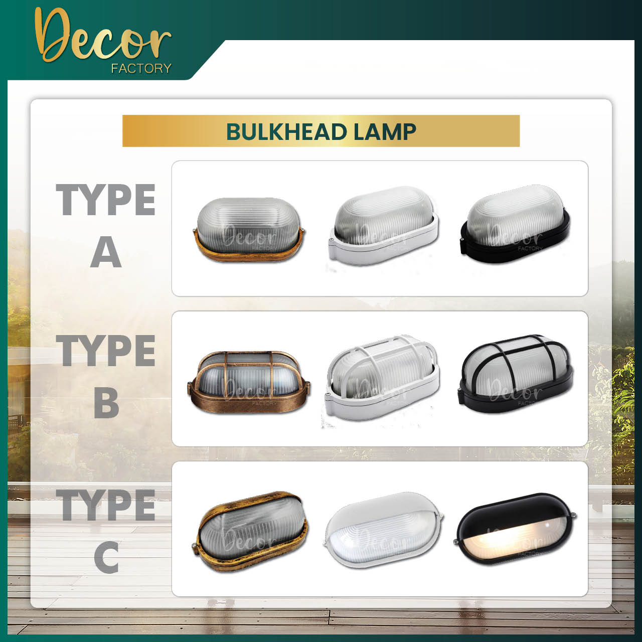 Outdoor Bulkhead Lamp Nordic Style Wall Light IP65 Weather Proof ...