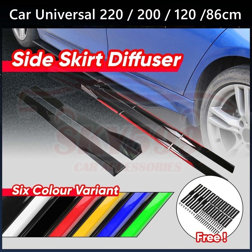 Car Universal Side Skirt PP Glossy Black/ Carbon Fiber Rocker Splitters Winglet Wings Diffuser ...