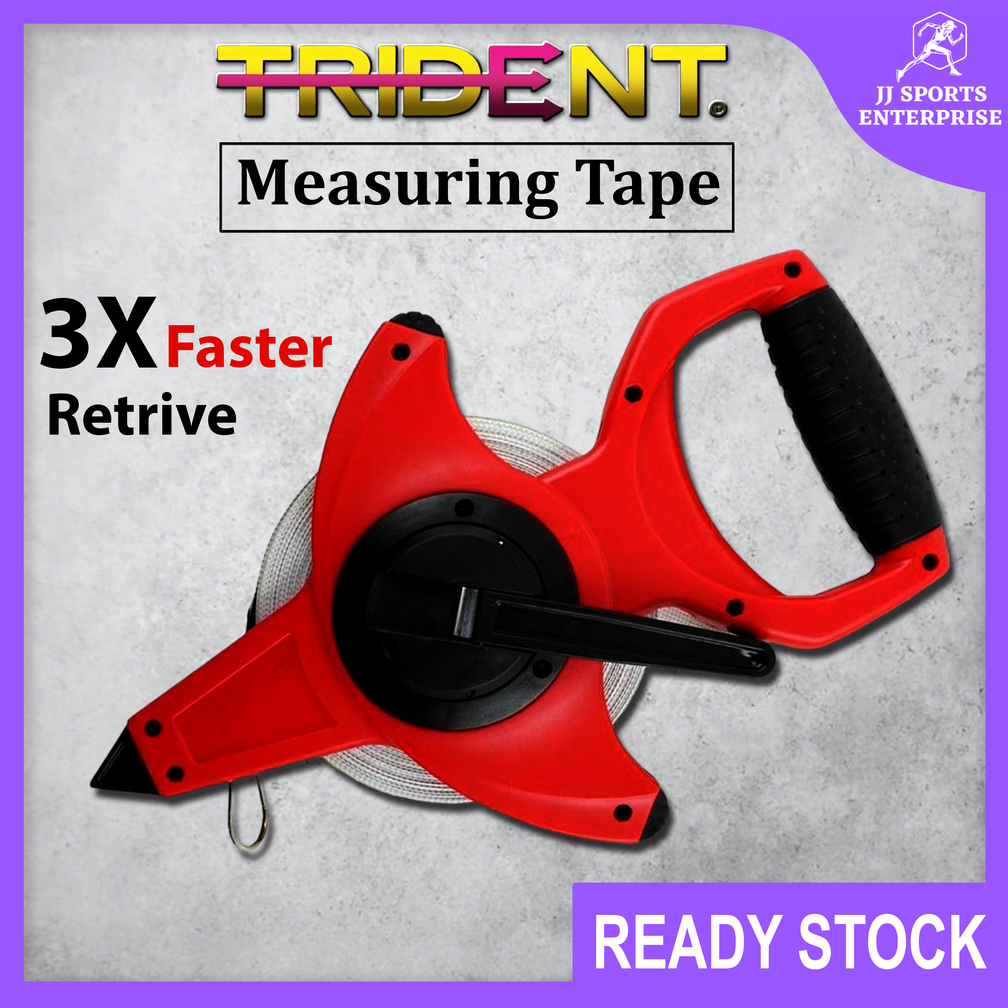 Trident Measuring Tape Pita Pengukur (30m 50m 100m) Sport Fiberglass ...