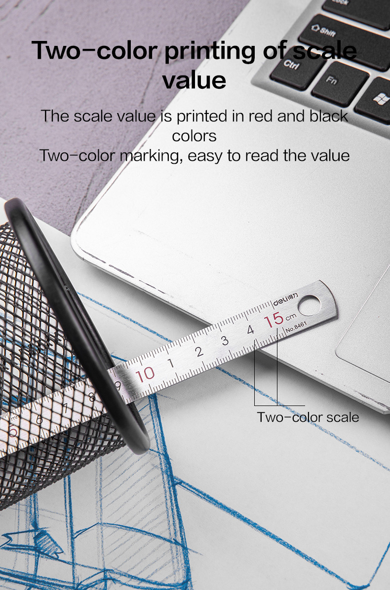 Deli Metric Metal Ruler Steel Scale Durable Precision Measuring Tool ...